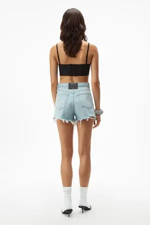 Alexander Wang High Waisted Frayed Denim Shorts