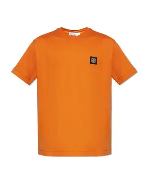 Stone Island Compass-motif Cotton T-shirt - Orange