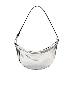 ALLSAINTS Zipper Shoulder Bag - Fog Silver