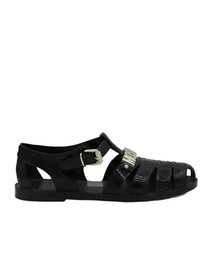 Moschino Jelly Logo-lettered Sandals - Black