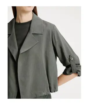 Marella Stretch Viscose And Linen Cropped Jacket - Green