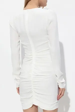 Dsquared2 Long-sleeved V-neck Gathered Mini Dress