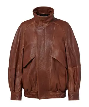Nour Hammour Ariste Leather Bomber Jacket - Brown
