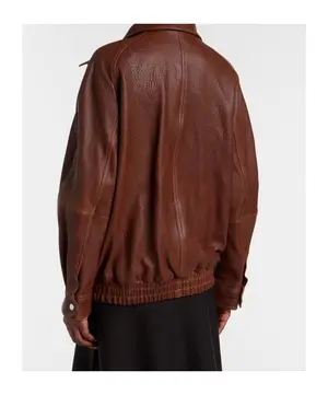 Nour Hammour Ariste Leather Bomber Jacket - Brown