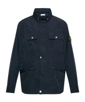 Stone Island Compass-badge Zipped Jacket - Navy Blue