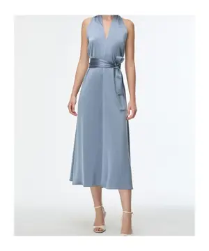 IBLUES Sleeveless Satin Belted Maxi Dress