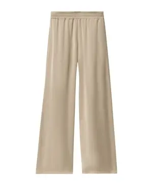 Fabiana Filippi Satin Wide Leg Trousers With Elastic Waistband - Beige