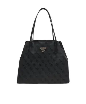 Guess Victtoria Monogram-pattern Pouch-detail Tote Bag - Black