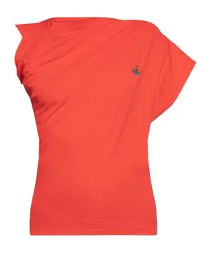 VIVIENNE WESTWOOD Orb Embroidered Asymmetrical T-shirt - Red