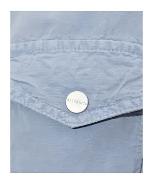 ALLSAINTS Short Sleeve Shirt With Pleated Hem - Light Blue