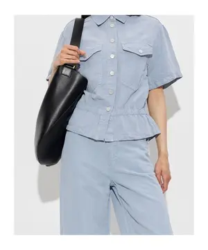 ALLSAINTS Short Sleeve Shirt With Pleated Hem - Light Blue