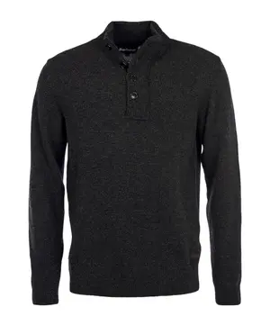 Barbour Button-down Pullover Wool Jumper - Black