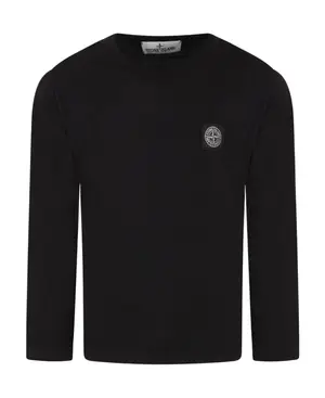 Stone Island Logo Long-sleeved T-shirt - Black