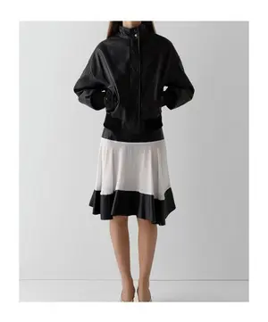Gimaguas Leather Zip-up Jacket With Silver Button Pocket Details