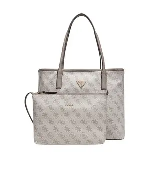 Guess Victtoria Monogram-pattern Logo-plaque Tote Bag - Gray