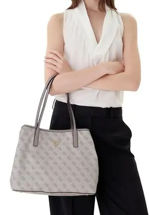 Guess Victtoria Monogram-pattern Logo-plaque Tote Bag