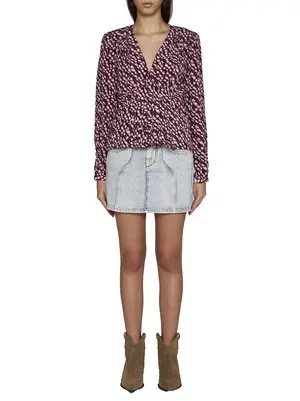 Isabel Marant Étoile Graphic Print V-neck Long Sleeve Shirt