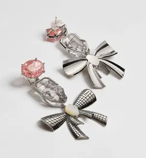 Dior Deco Earrings With Crystals, Mother-of-pearl, And Pink Resin