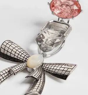 Dior Deco Earrings With Crystals, Mother-of-pearl, And Pink Resin
