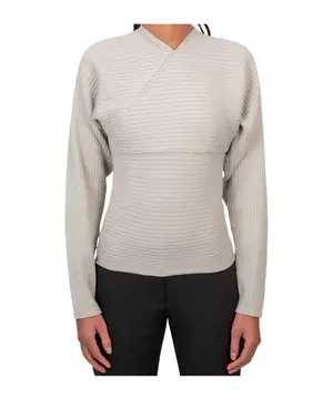 Paloma Wool PALOMA WOOL Ribbed Knit Crossover Long Sleeve Top No