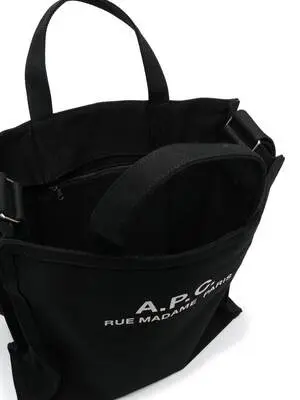 A.p.c. Shopping Bag With Logo - Black
