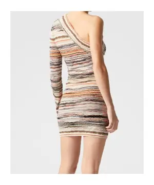 Missoni Embossed Wave Motif One-shoulder Mini Dress