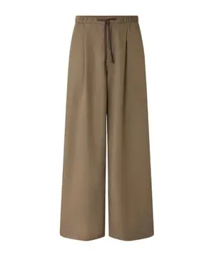 Soeur Drawstring Pleated Palazzo Pants - Brown