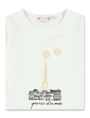 Bonpoint Eiffel Tower And Cherry Printed Long Sleeve T-shirt