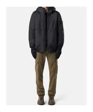 Stone Island Logo Patch Zip-up Hooded Jacket