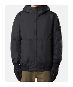 Stone Island Logo Patch Zip-up Hooded Jacket