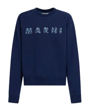 Marni Logo Printed Crewneck Sweatshirt - Blue
