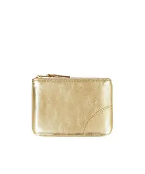 Comme Des Garçons Metallic-effect Zipped Wallet - Nude