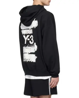 Y3 Maxi Logo Printed Drawstring Hoodie