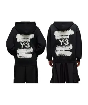 Y3 Maxi Logo Printed Drawstring Hoodie