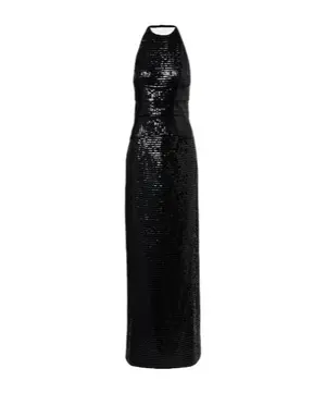 Roberto Cavalli Sequined Halterneck Silk Gown