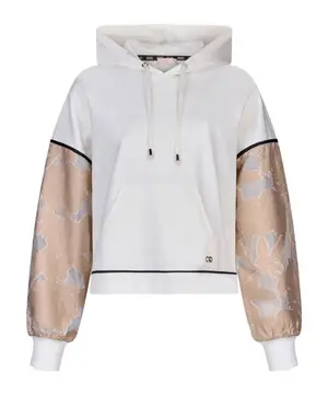Liu Jo Floral Sleeve Hooded Sweatshirt - White