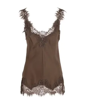 Gold Hawk Silk Halter Vest With Lace Detailing