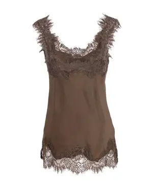 Gold Hawk Silk Halter Vest With Lace Detailing