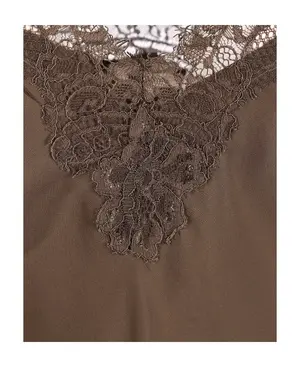Gold Hawk Silk Halter Vest With Lace Detailing