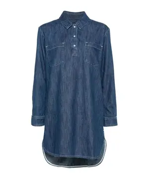 A.p.c. Texas Chest Patch Denim Mini Dress - Blue