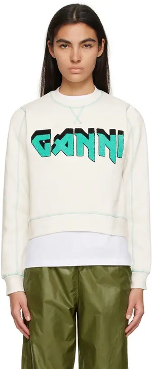 GANNI Isoli Rock Logo-embroidered Crewneck Sweatshirt