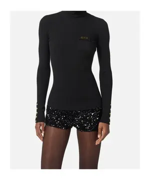 Elisabetta Franchi Ribbed Turtleneck Embellished Sweater