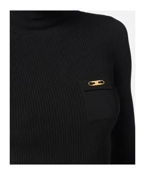 Elisabetta Franchi Ribbed Turtleneck Embellished Sweater
