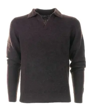 MC2 SAINT BARTH Long-sleeved Knitted Polo Shirt - Black