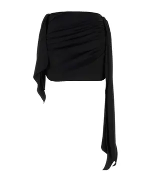 Attico Draped Ruched Mini Skirt - Black