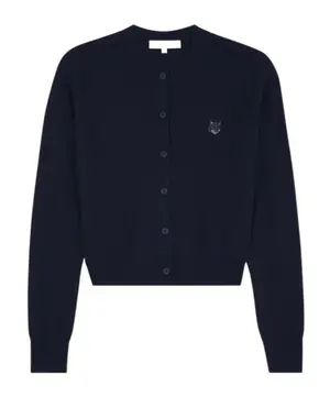 Maison Kitsuné Fox Head Embroidered Knitted Cardigan
