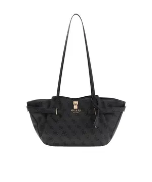 Guess Yesba Monogram-pattern Buckle-detail Tote Bag - Black
