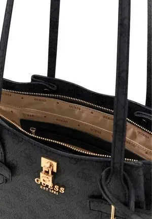 Guess Yesba Monogram-pattern Buckle-detail Tote Bag