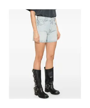 ANINE BING Belt-loop Denim Shorts