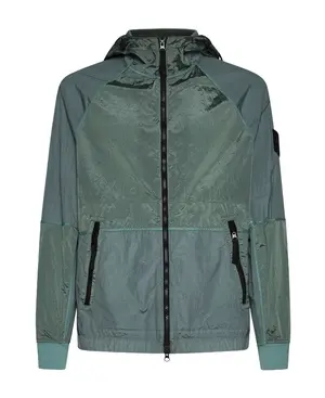 Stone Island Compass Patch Hooded Jacket - Light Green